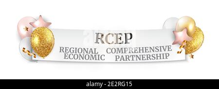 Regional Comprehensive Economic Partnership, RCEP map in the globe with ...