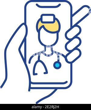 remote health care color icon vector illustration Stock Vector Image ...