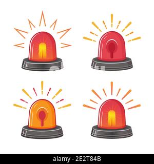 Siren fire alarm sign, signal danger light symbol, ambulance police ...