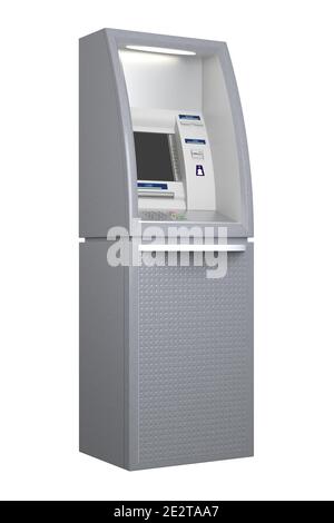 Atm machine on wall isolated on white background Stock Photo - Alamy