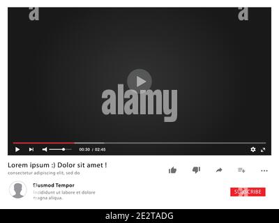 Desktop video player mockup template. Video player interface design for ...