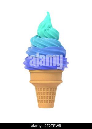 Various ice cream in waffle cones, popsicles, balls with confectionery ...