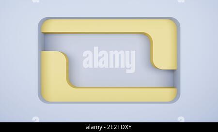 yellow rectangle with rounded corners in the blue wall and pedestal ...