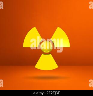 Radioactive symbol isolated on a orange studio background. 3D ...