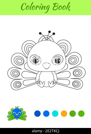 Coloring book little baby peacock. Coloring page for kids. Educational ...