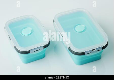 Closed transparent plastic food packaging box isolated on white Stock ...