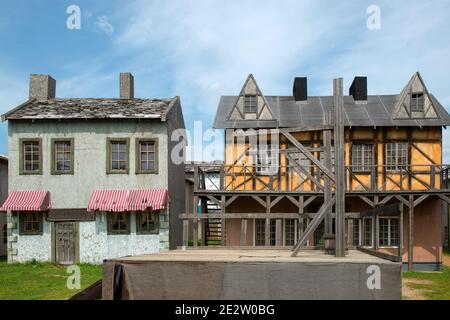 Reconstruction of old wooden gallows for execution of people in the ...