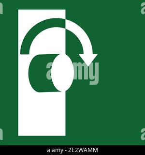 Emergency escape sign vector - Turn anti-clockwise to open symbol ...