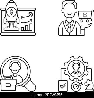 Corporate structure linear icons set. Hierarchy, Chain, Authority ...