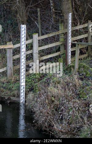 Sign board : Flood gauge level indicator Stock Photo - Alamy