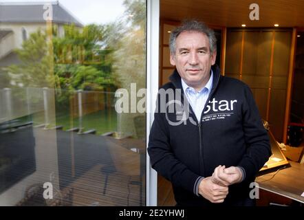 EXCLUSIVE - Modem Leader Francois Bayrou posing at home in Borderes ...