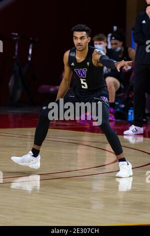 Washington guard Jamal Bey in action against UCLA during an NCAA ...