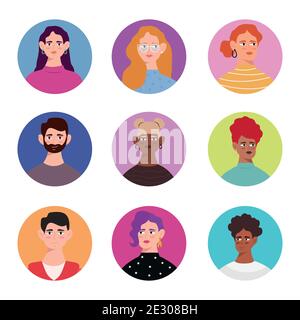 group of nine friends characters Stock Vector Image & Art - Alamy