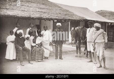 Vintage 19th century photograph: Coolies, labourers, Bassein, Pathein ...