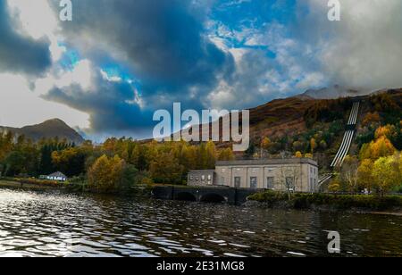 Scottish Hydro electricity generating scheme at Lussa Dam on Lussa Loch ...