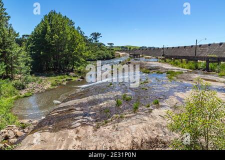 Cai river with forest and rocks, São Francisco de Paula, Rio Grande do ...