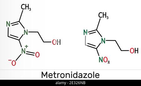 Metronidazole, antiprotozoal medication molecule. It is antibiotic ...
