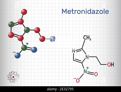 Metronidazole, antiprotozoal medication molecule. It is antibiotic, belonging to the ...
