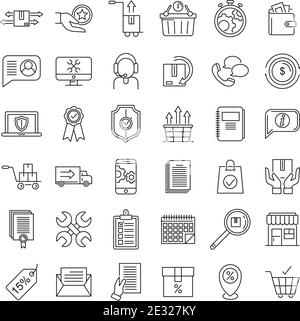 After sales service icons set. Outline set of after sales service ...