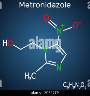 Metronidazole, antiprotozoal medication molecule. It is antibiotic, belonging to the ...