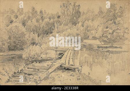 Levitan By the pool pencil study Stock Photo - Alamy