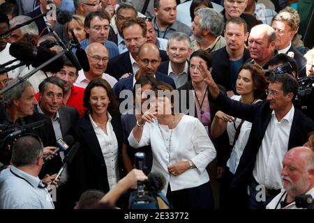 Segolene Royal (L) and Martine Aubry (R) during a national homage at ...