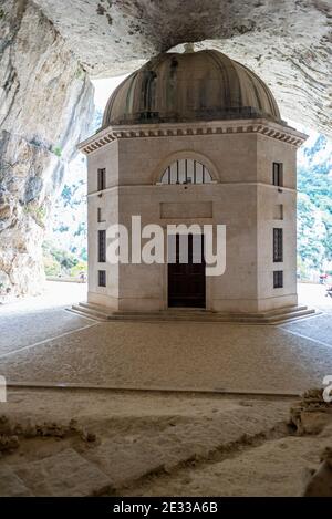 Valadier Temple in Genga, Marche, Italy. The temple was built inside a ...