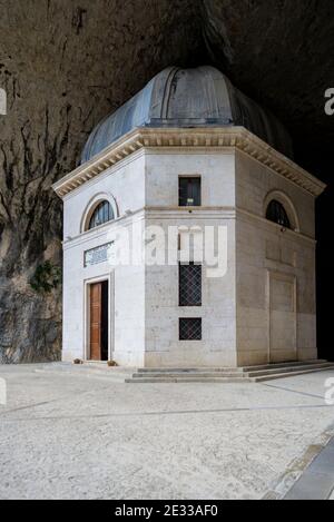 Valadier Temple in Genga, Marche, Italy. The temple was built inside a ...