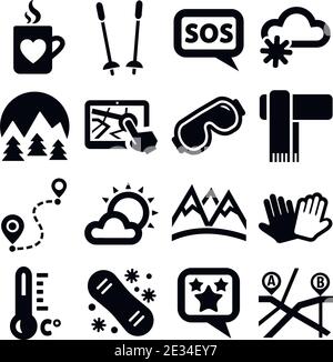 Winter sports icon set. Outline set of winter sports vector icons neon ...