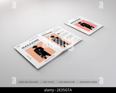 Realistic Magazine 3D Illustration Mockup Scene Stock Photo - Alamy