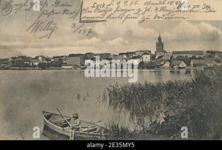 Lyck, Ostpreußen - Stadtansicht mit See Stock Photo - Alamy