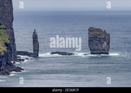 Risin og Kellingin, The Giant and the Witch, sea stacks rocks near Eidi ...