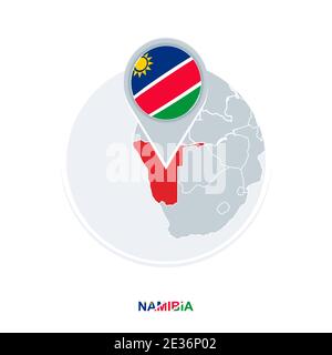 Namibia highlighted on a detailed map, geographic location of Namibia ...