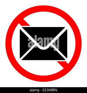 Mail ban icon. Letter is prohibited. Stop or ban red round sign with ...