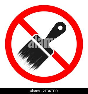 Stop brush icon. Do not paint sign. No paint brush sign . Vector ...