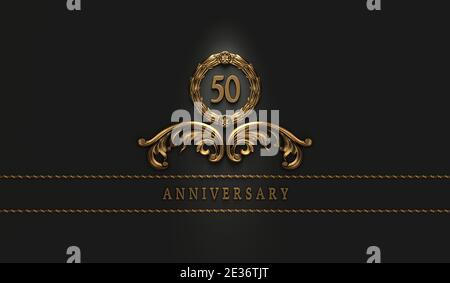 golden 50th anniversary sign and logo for gold celebration symbol Stock ...