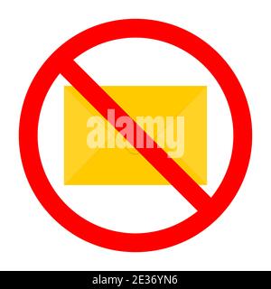 Mail ban icon. Letter is prohibited. Stop or ban red round sign with ...