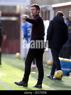 Motherwell manager Graham Alexander on the touchline during the ...