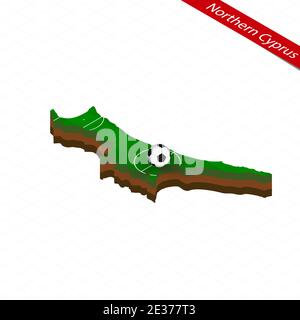 Isometric map of Cyprus with soccer field. Football ball in center of ...