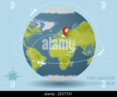 Aircraft routes world map. Flat style vector illustration Stock Vector ...