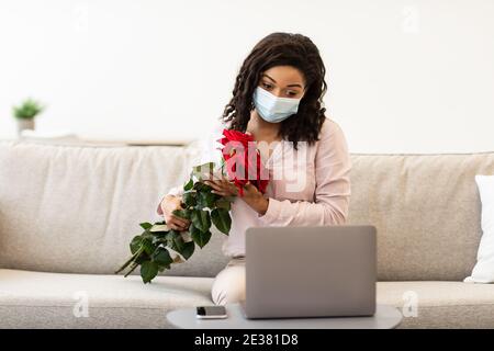 African american woman wearing call center agent headset with hand on ...
