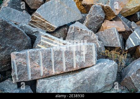 Large deposits of stone materials near a mining quarry Stock Photo - Alamy