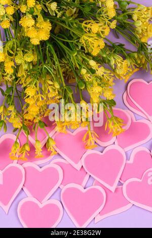 pink hearts overlaid on red background to remind valentine's day Stock ...