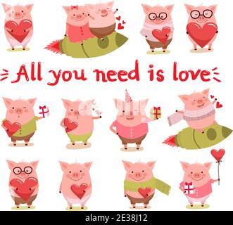 Collection of cute simple Valentine's Day related items and objects ...