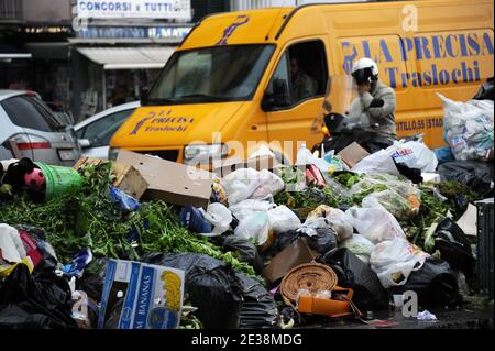 Mountains of rubbish accumulated in the streets of Naples, Italy on ...