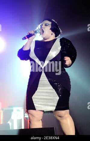Gossip's lead singer Beth Ditto performs live on stage at Bercy stadium ...
