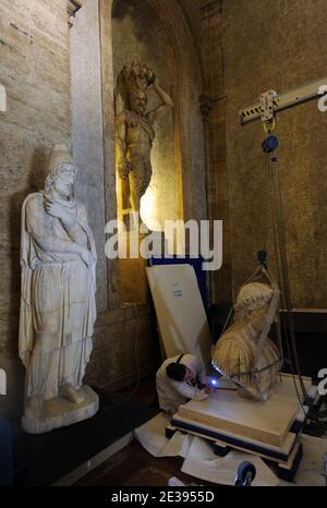 On right, statue of a dacian prisoner pictured at Palazzo Farnese in ...