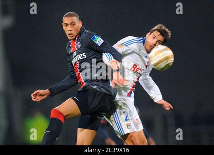 PSG's Guillaume Hoarau and Lyon's Yoann Gourcuff during the French ...