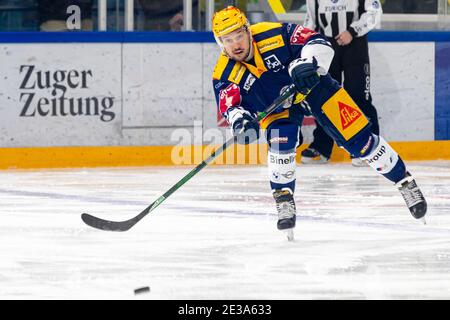 PostFinance top scorer Jan Kovar #43 (EV Zug) during the National ...