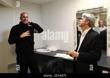 EXCLUSIVE - Zinedine Zidane, ELA's President Guy Alba backstage during ...
